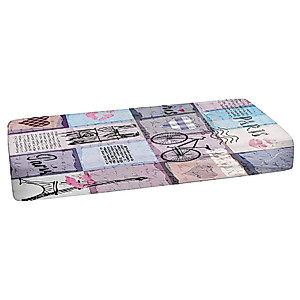Paris Fitted Crib Sheet,Grunge Textured Retro Collage of Paris with Famous Object Eiffel Tower Europe Theme Microfiber Silky Soft Toddler Mattress Sheet Fitted,28"x 52"x 8'',Baby Sheet for Boys Girls