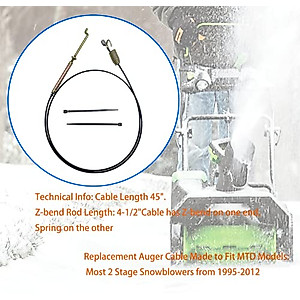 OUSTUE Snowblower Auger Clutch Cable 946-0897 746-0897 fits for MTD, YARDMAN, TROYBILT & MTD Built 2 Stage Snowblower - Replaces 946-0897A 746-0897A