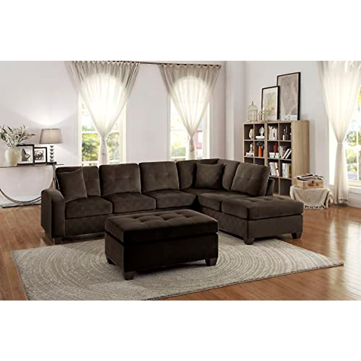 Homelegance Emilio 2-Piece Reversible Sectional Sofa - Chocolate