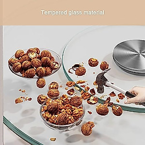 HASMI Lazy Susan Large, 8mm Tempered Glass Round Turntable, Kitchen Dining Table Rotating Tray, Aluminum Alloy Bearing, Easy to Share All Food