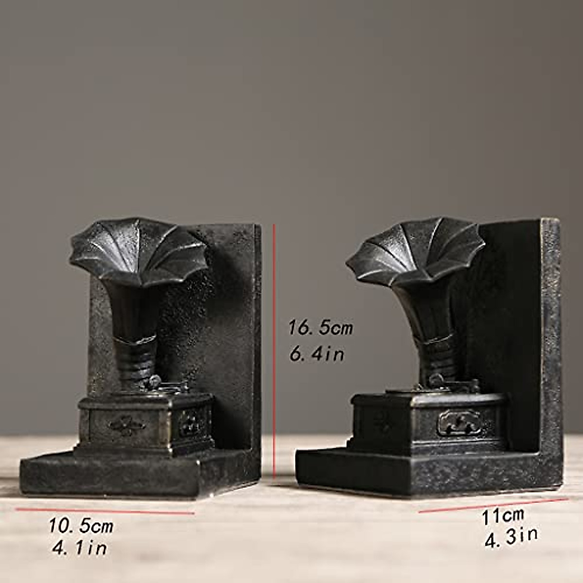 Book Ends for Shelves Bookends Creative Retro Bookend Bookshelf Resin Heavy Books Anti-Slip Book Ends Home Office Phonograph Decorative Book Stoppers Office Book Stand