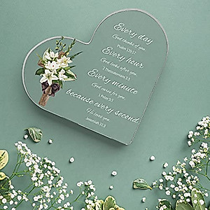 Acrylic Christian Gifts for Women Religious Decor with Bible Verse and Inspirational Sign Men Mom Wife Friends Colleague Co-Worker Home Office Gift (WHITE, LILY CROSS)