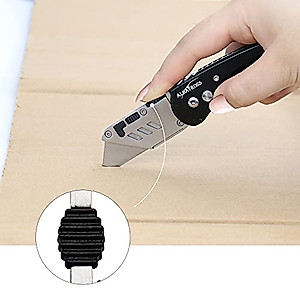 ALBATROSS UPK001 Utility Knife,Quickly Change Blades, Black Folding Pocket Knife Used for Cartons, Cardboard and Boxes