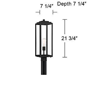 John Timberland Titan Modern Outdoor Post Light Fixture Mystic Black 21 3/4" Clear Glass Panel for Exterior Barn Deck House Porch Yard Patio Outside Garage Front Door Garden Home Roof Lawn