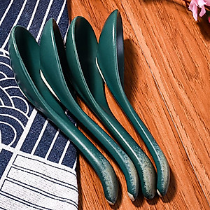 Ceramic Soup Spoons set of 4, Asian Japanese Soup Spoons Suitable for Pho Wonton Noodle Ramen Oat
