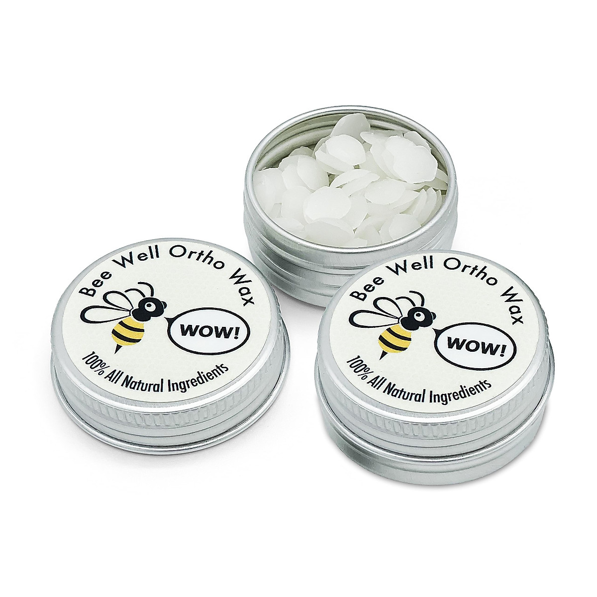 Bee Well Ortho Wax | Pure | All Natural Extra Firm Braces Wax | Protect, Prevent & Relieve Orthodontic Braces Discomfort & Mouth Pain | 2 Recyclable Jars | 150 Total Pieces of Wax for Braces