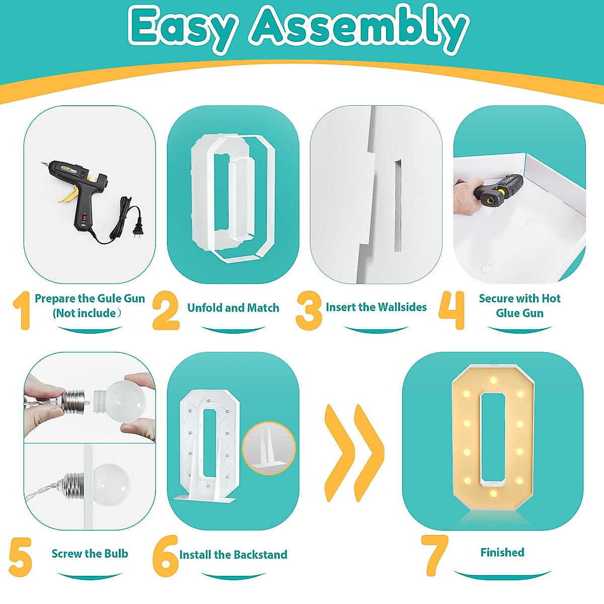 4FT Maruqee Light up Numbers, Large Marquee Number for 30th 50th 60th Birthday Decor, Big Mosaic Numbers Balloons Pre-Cut Frame for Party Wedding Decorations, Number 0