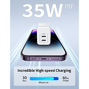 MOMAX GaN Charger, Dual Port 35W USB C GaN Charger with Foldable Plug, Compact GaN III PD 3.0 Charger, High Power Wall Charger for Laptops, MacBook, iPad Pro/Mini, iPhone 14/Max/Pro/Pro Max (White)