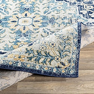 Livabliss Odelia Vintage Bohemian Area Rug,5'3" x 7'3",Navy/Sky Blue