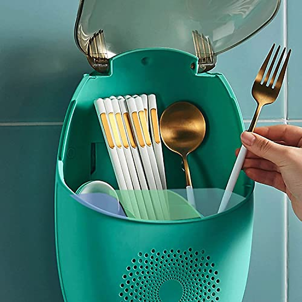 ceramic Utensil Caddy Chopstick Organizer Multifunctional Draining Chopstick Cage Wall Mounted or Standing Cutlery Storage Organizer Kitchen Utensils Pen Holder chopstick holder