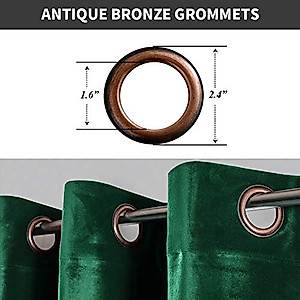 Melodieux 100% Blackout Velvet Curtains for Bedroom Living Room - Super Soft - Thermal Insulated Drapes with Black Liner, 52 by 84 Inch, Green (2 Panels)