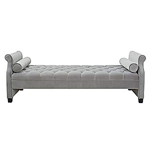 Jennifer Taylor Home Hilary Sofa Bed with Bolster Pillows, Opal Grey