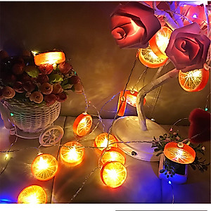LEKIBOP Fruit String Lights Battery Powered Indoor Outdoor Lighting Lamp Strawberry/Grape/Watermelon/Lemon/Banana for Wedding Home Birthday Garden Yard Patio Party Decorations (Orange Lemon)