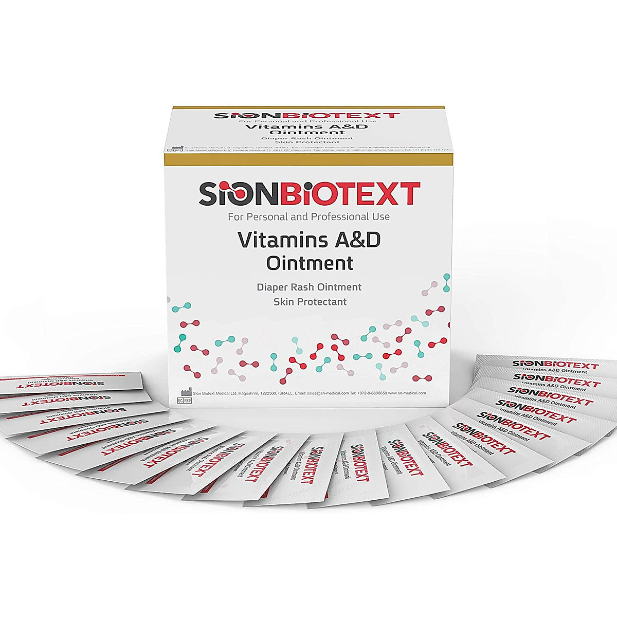 A and D Ointment By Sion Biotext Baby Diaper Rash Vitamin A + D Original Healing Cream Medical Moisturizer Intensive Therapy For Dry & Irritated Skin, Cuts, Burns Soothing Baby Care 144 packets