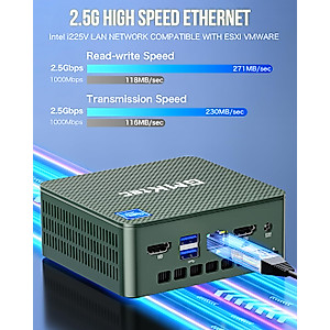 GMKtec Mini PC N100, Preinstalled Windows 11 Pro, G3 Intel Alder Lake N100 (3.4GHz), 8GB DDR4 RAM 256GB PCIe M.2 SSD, Desktop Computer 4K Dual HDMI/USB3.2/WiFi 6/BT5.2/2.5G RJ45 for Office, Business
