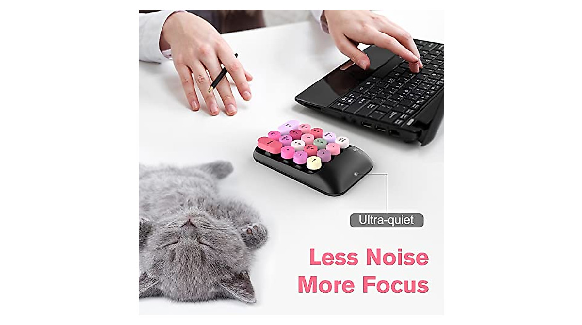 PINKCAT Wireless Numeric Keypad for Laptop & PC - Silent & Portable