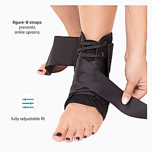 BraceAbility Ankle Brace - Lace-Up Ankle Brace for Women and Men - Figure-8 Stabilizer Sports Recovery Support Wrap for Right or Left Ankle Pain and Sprains Relief (X-Large)