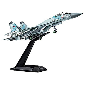 HANGHANG 1/100 Scale SU-35 Attack Plane Metal Fighter Military Model Fairchild Republic Diecast Plane Model for Gifts Blue