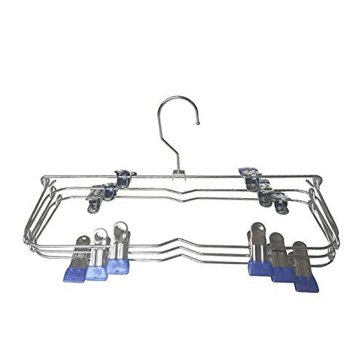 EYHLKM 6 Layer Foldable Non-Slip Trouser Space Saving Pants Skirt with Clips Steel Closet Organizer Hanger Tie Rack Wardrobe (Color : White-Dinosaur Doodle4)