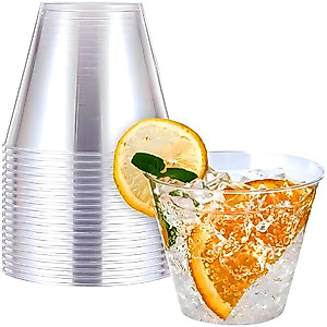 Kaya Crystal 9oz Plastic Cups (Pack of 20) - Elegant Plastic Drinkware, Perfect Clear Cups for Birthday Party Supplies, Weddings or Everyday Use, Clear