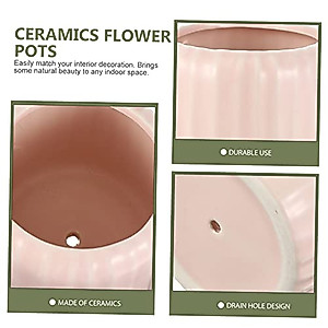 SECFOU 1pc Size Shop Arrangement Succulents Round Lovely Plants Floral Matte Desktop Office Pink Vases Windowsill Accessories Nursery Basin Bonsai and Gardening Table Center Holder