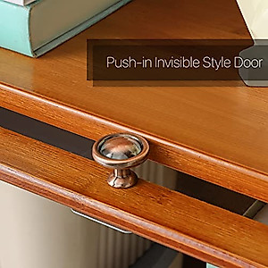 MoNiBloom Bamboo Bookshelf with Acrylic Doors 3 Tier Freestanding Bookcase Storage Stand for Living Room Office Bedroom, Brown