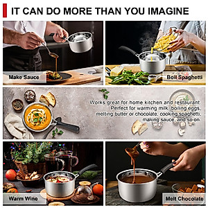 1 Quart 18/10 Stainless Steel Saucepan, Joyfair Small Sauce Pot with Lid for Multipurpose, Cooking Spaghetti, Warming Milk, Boiling Soup, Extra Pan Wall & Heat-proof Bakelite Handle, Dishwasher Safe