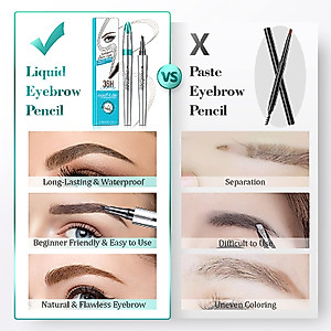 Eyebrow Pencil Eyebrow Microblading Pen - Eyebrow Pen Micro 4 Point Brow Pen Lift & Snatch Eyebrow Eye Makeup Long-Lasting Waterproof & Smudge-proof Natural Eyebrow Hair (Dark Brown)