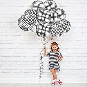 5 Pieces 22 Inches 4D Disco Ball Balloons Large Laser Foil Balloon Metallic Mirror Balloon for Disco Dance Party Birthday Party Wedding Ceremony (Basic Style)
