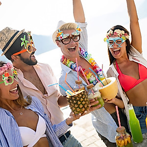 Vinsot 32 Packs Luau Party Glasses Hawaiian Funny Sunglasses Paper Glasses Frame Tropical Fancy Dress Props Photo Booth Props for Summer Party Supplies Kids Beach Themed Party Favors