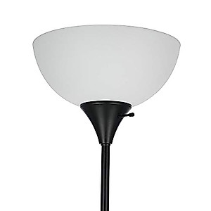 Amazon Brand – Ravenna Home Traditional Metal Torchiere Floor Lamp, LED Bulb Included, 71"H, Black