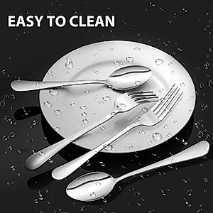 24Pcs Forks and Spoons Silverware Set,Tableware Spoons and Forks Set,Food Grade Stainless Steel Flatware Cutlery Set,Fork and Spoon Set for Home Kitchen Restaurant,Dishwasher Safe,Mirror Polished