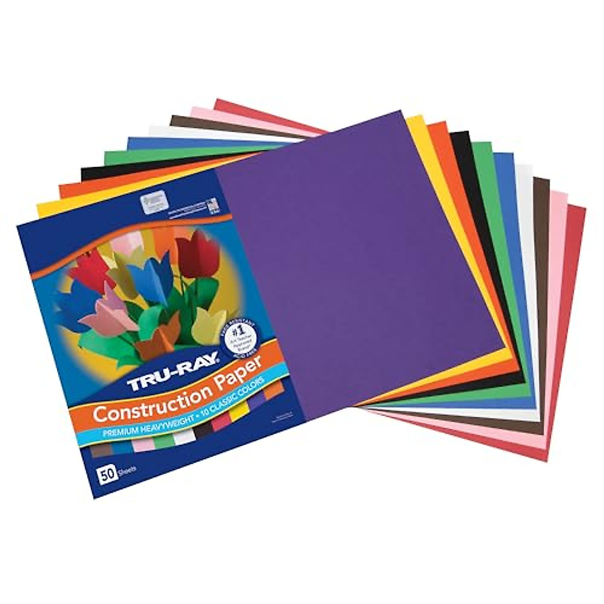 Tru-Ray® Construction Paper, 50% Recycled, Assorted Colors, 12" x 18", Pack Of 50