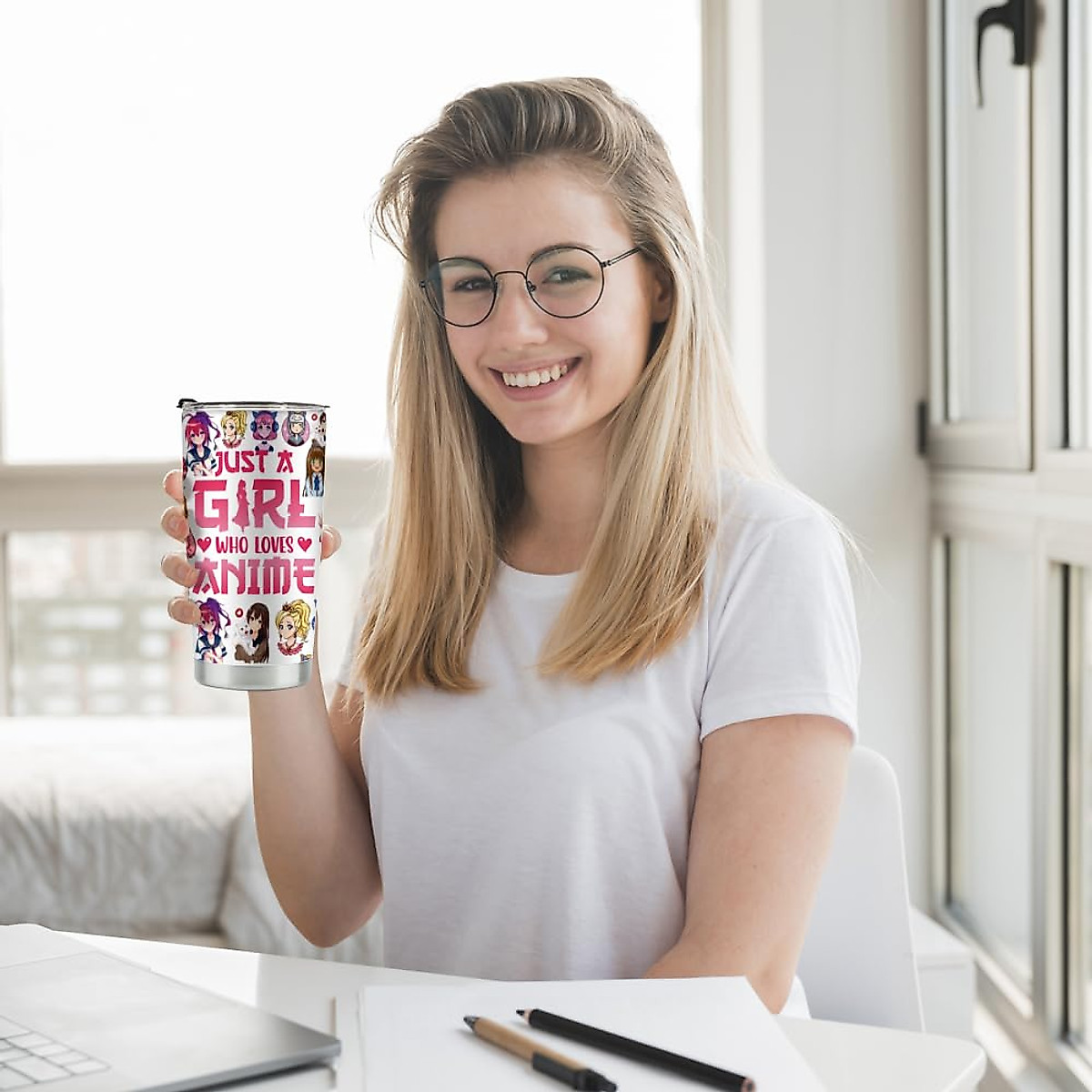 kdxpbpz Anime Gifts For Women, Anime Lover Gifts for Girls, Stainless Steel Tumblers 20oz, Birthday Kawaii Gifts for Anime Lovers - Just A Girl Who Really Loves Anime