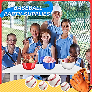 Tendiren 18PCS Mini Baseball Helmet Ice Cream Snack Bowl, 8 oz Helmets Plastic Baseball Cups, Kids Helmet Bowls, Mini Dessert Spoons Plastic Ice Cream Spoon for Birthday Party Supplies