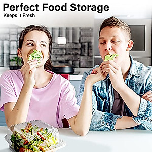 MT Products Clear Plastic Square Hinged Food Container, 5" Length x 5" Width x 2 1/8" Depth, Keep your Food Secure Shallow (40 Pieces) - Made in The USA