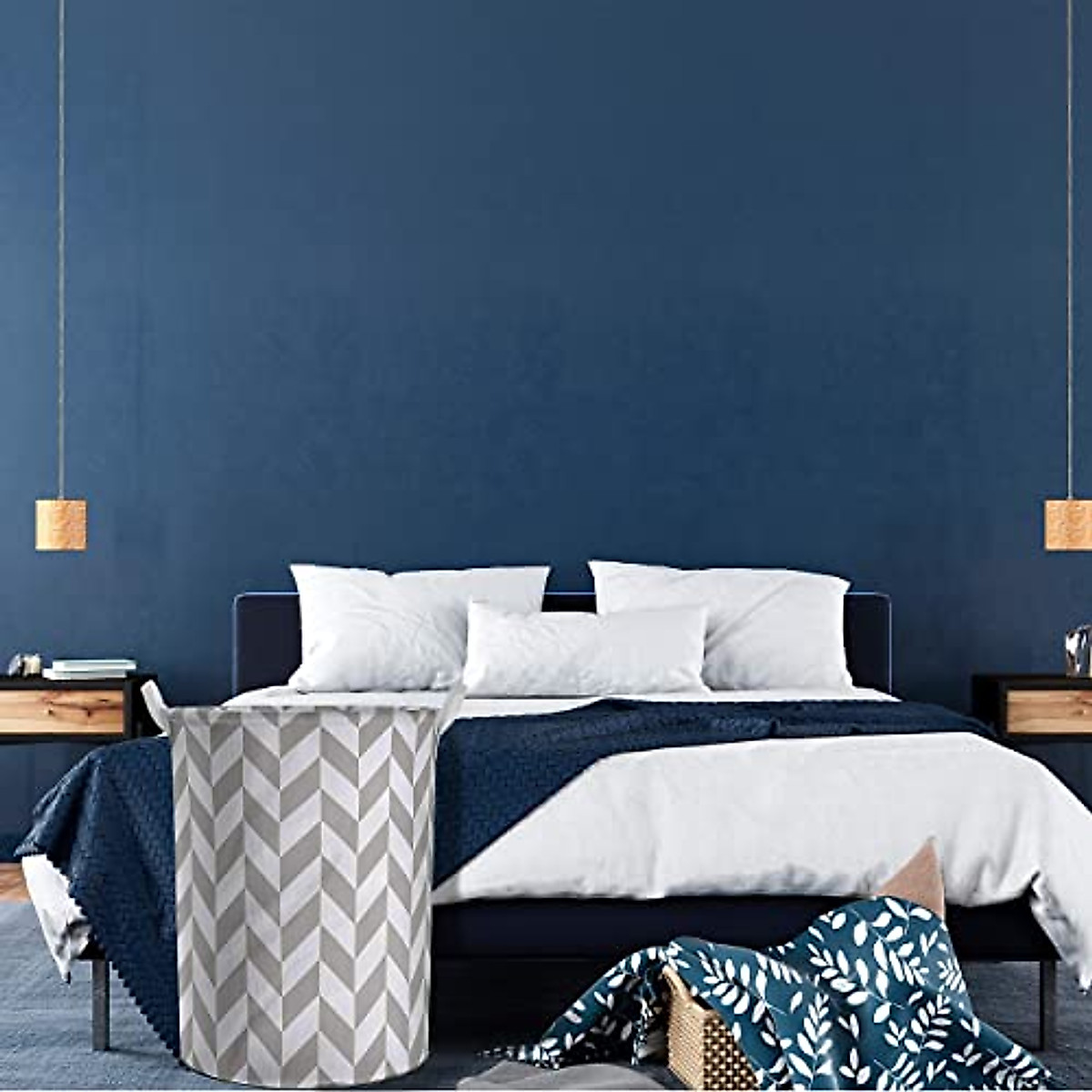 GLAMPERS Laundry Hamper 43/46/54L | Large Laundry Baskets with Sturdy Handles | Collapsible Kids Hamper for Dirty Clothes, Toys | Large, Gray Wave2