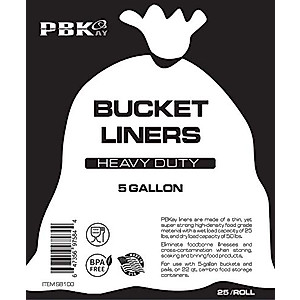 5 Gallon Bucket Liner Bags for Marinading and Brining - Durable, Food Grade, BPA Free, 25/Roll