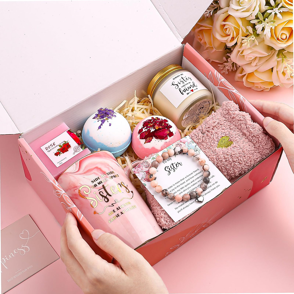 fcaylo Mother's Day Gifts For Sister Birthday Gifts Ideas from Sister Bracelets Gifts for Big/Soul Sister Best Friend Christmas Gifts for Women, Coffee Mugs for Sister In Law