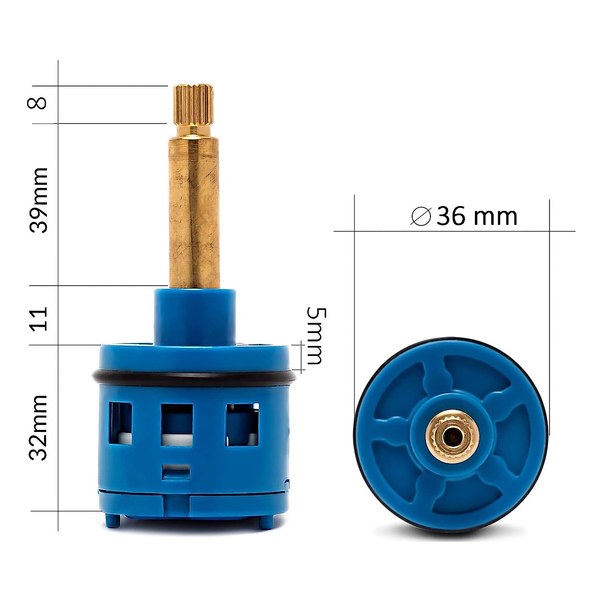 Ceramic Cartridge Replacement Brass Diverter 5 Way Panel Shower Faucet D 36 L 39mm