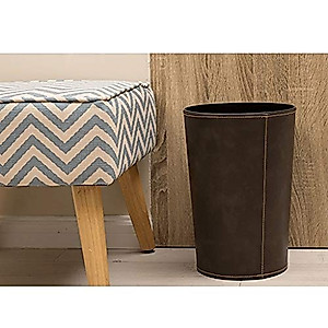 LEGU Trash cans Classic Leather Trash Can Without Lid Round Storage Bin, Recycle Dustbin for Kitchen, Office and High Class Hotel 10L/2. 6 Gallon Garbage Cans (Color : Brown)
