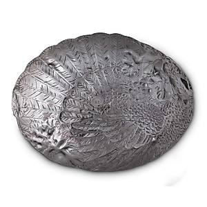 Arthur Court Designs Aluminum Harvest Turkey Oval Platter Food Serving Tray Thanksgiving Holiday Theme Metal Artisan Quality Hand Polished Tarnish-Free 21.5 inch x 16 inch