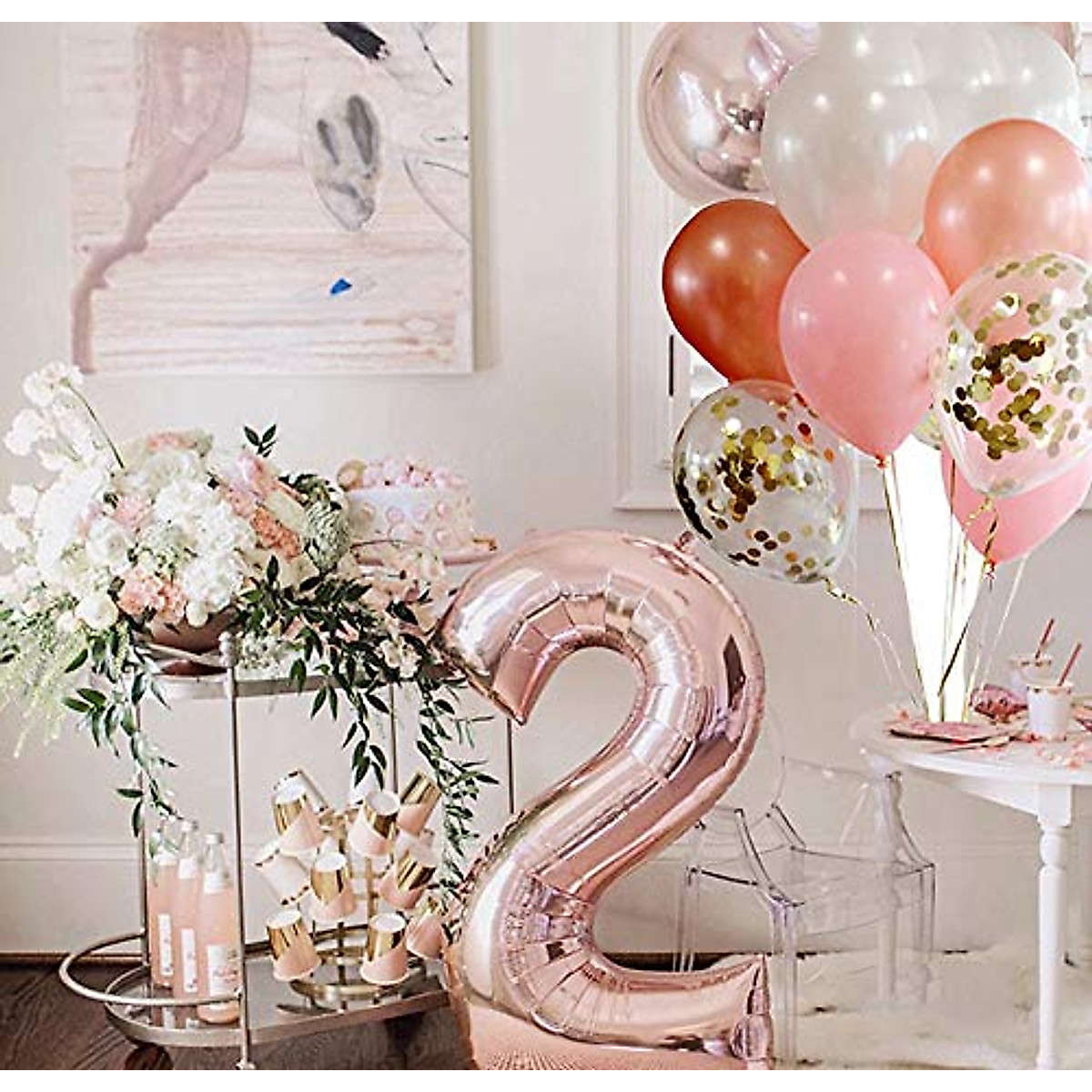 Juland Rose Gold Number Balloons Large Foil Mylar Balloons 40 Inch Giant Jumbo Number Balloons XXL for Birthday Party Decorations – 22