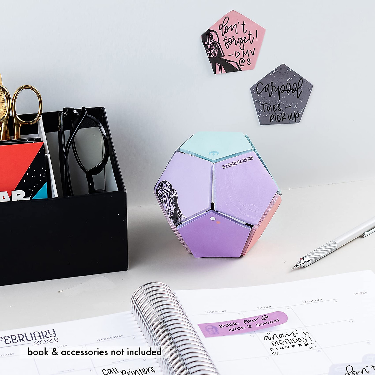 Star Wars Sticky Note Ball - 300 Adhesive Pentagon-Shaped Sheets, 12 Uniquely Designed 25 Sheets Per Pad, Each Measures 1.5" x 1.5", Versatile Notes by Erin Condren.