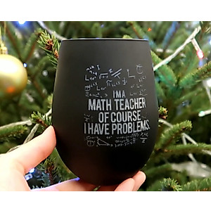 Valentines Day Gifts for Math Teacher, Math Teacher Funny Wine Glass Gift Set, Math Teacher Must Haves