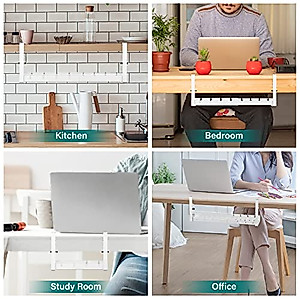 Under Desk Cable Management Tray,Retractable Cord Organizer for Desk,No Drill Cable Management for Glass Desk，Sturdy Metal Cable Management Under Desk with Clamp for Home Office