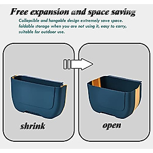 Hanging Folding Mini Trash Can for Kitchen Cabinet Door, Small Collapsible Garbage Bin Under Sink,Wall Mounted Folding Waste Bin- Mini Garbage Container for Cabinet/Bedroom/Bathroom (3L)(White)