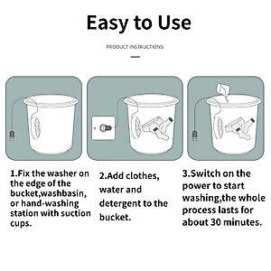 Mini Washing Machine Portable Washer College Rooms Travel Home Apartment Laundry Small Turbine Washer with USB Business Trip Sink RV Trailer Truck Dormitory Dorm Bucket(watts, 80)