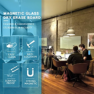 Magnetic Glass Whiteboard, 36"x48"(90x120cm) Frameless Dry Erase Board White Board Surface Wall Mounted for Office, Classroom & Home