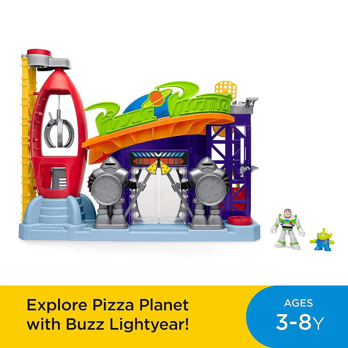 Fisher-Price Imaginext Preschool Toy Disney Pixar Toy Story Pizza Planet Playset & Buzz Lightyear Figure for Pretend Play Kids Ages 3+ Years